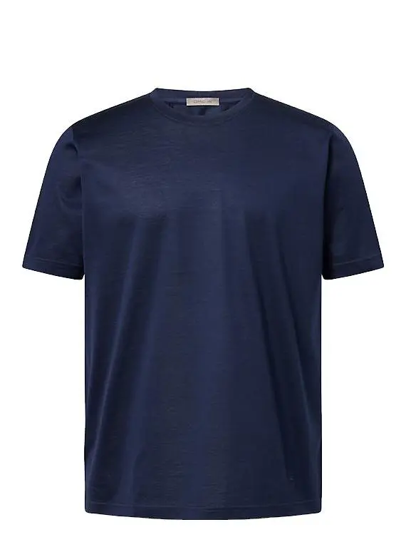 Corneliani Crew-neck Mercerized Cotton T-shirt - Navy
