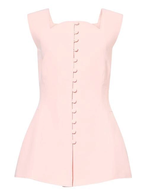 Mona Alshebil Structured Button-front Crepe Top - Peach