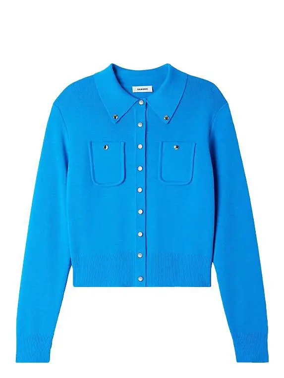 Sandro Button-embellished Wool-blend Cardigan - Blue