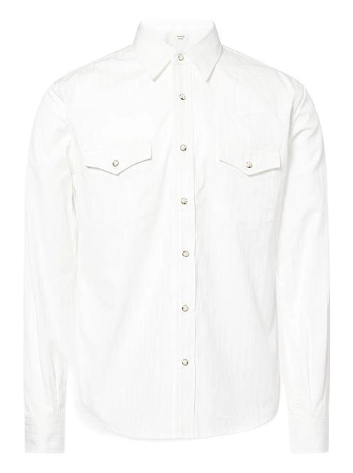 AUSTIN POST Daybreak Dobby Striped Cotton Shirt - White