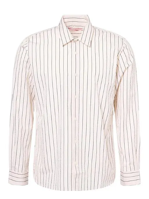 Orlebar Brown Justin Striped Cotton Shirt - Latte/night Iris