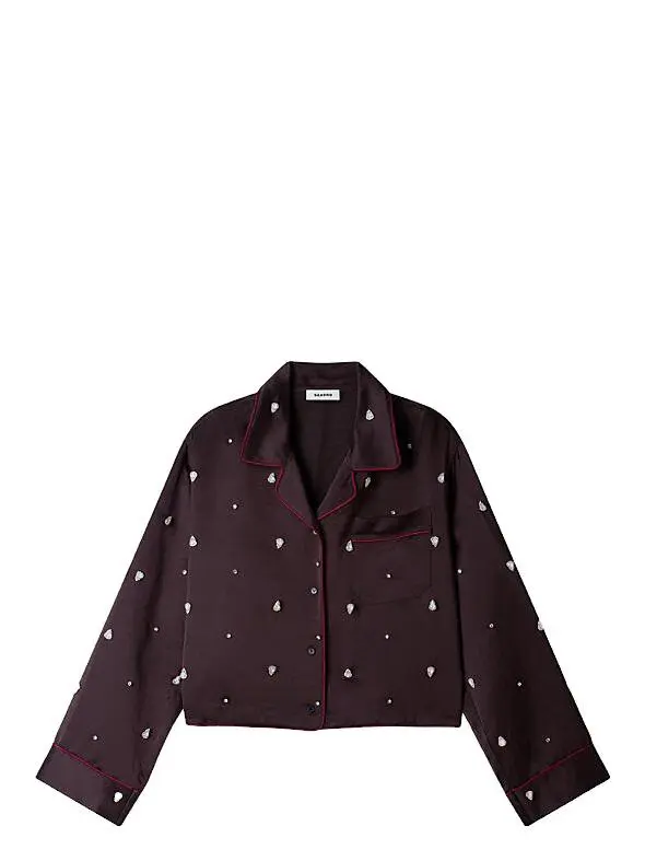 Sandro Rhinestone-embellished Woven Shirt - Brown
