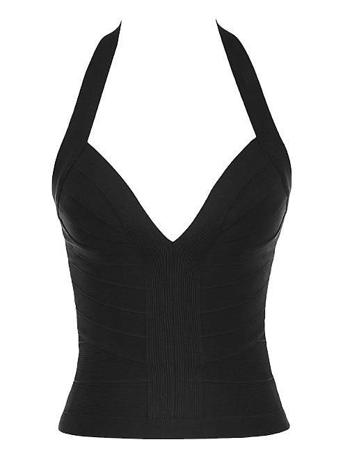 House Of Cb The Contour" Halter-neck Stretch-woven Top - Black