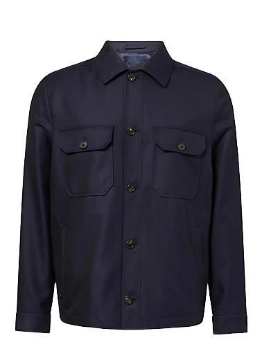 Corneliani Travel Pointed-collar Virgin-wool Overshirt - Navy