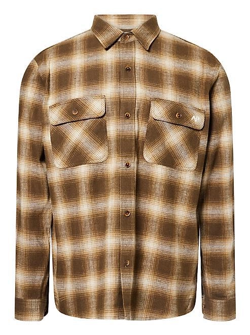 AUSTIN POST Frontier Work Cotton And Linen Blend Shirt - Brown