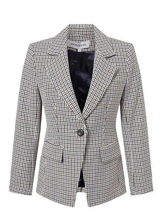 Veronica Beard Healy Checked Stretch-twill Blazer - Navy Multi