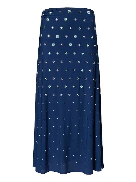 Rabanne Embellished Jersey Maxi Skirt - Midnight Blue