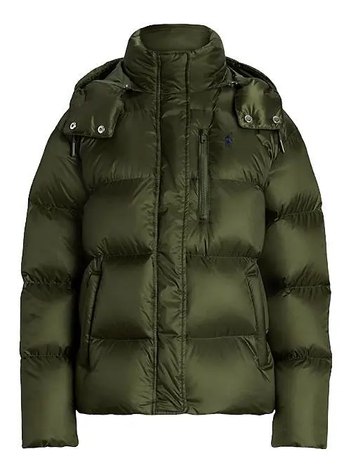Polo Ralph Lauren Padded Down Coat With Embroidered Logo - New Olive