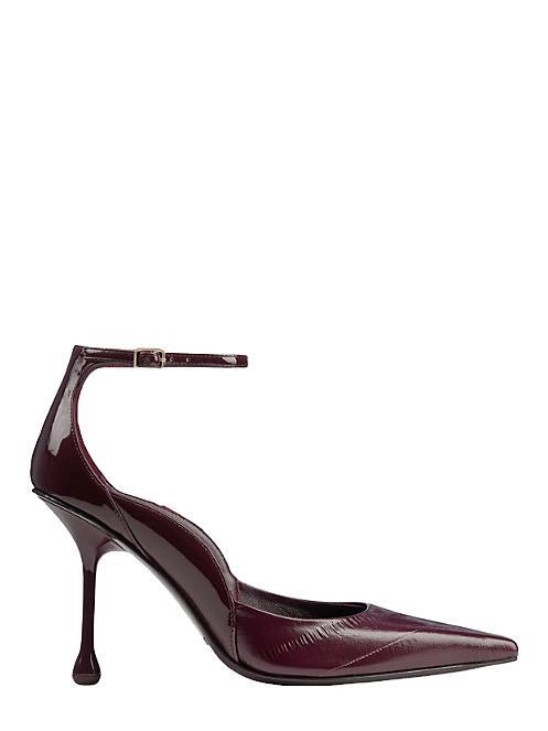 JIMMY CHOO Quinci 95 Embossed Leather Heels - Deep Merlot