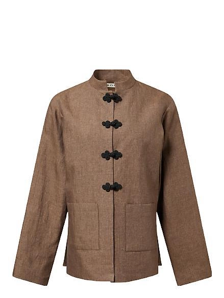 ROHE FRAMES Pankou Knotted Linen Jacket - Brown Melange