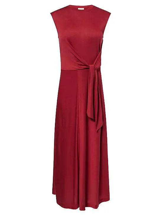 ME+EM Sleeveless Tie-front Cotton-jersey Maxi Dress - Pomegranate Red