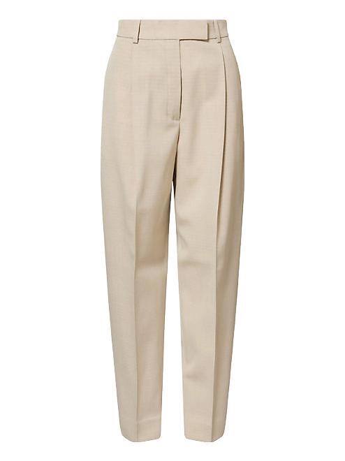 ROHE FRAMES Daria Pleated Wool-blend Trousers - Butter