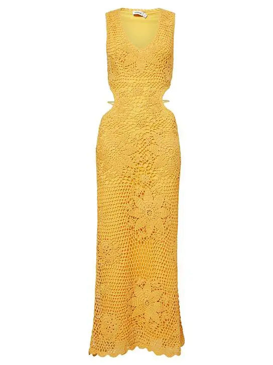 Simkhai Lyla Crochet Cotton Midi Dress - Mango