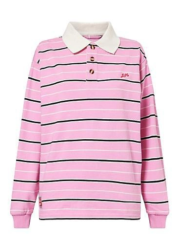 DAMSON MADDER Remie Striped Cotton-jersey Rugby Shirt - Pink