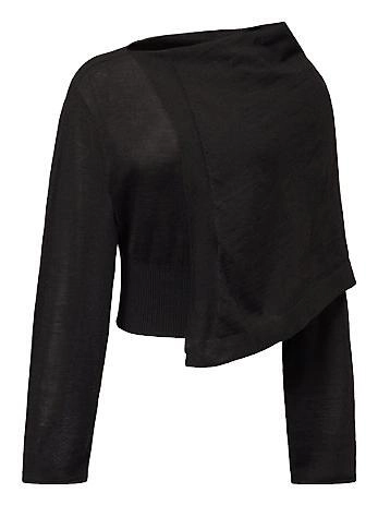 Rick Owens Draped Scarf Long-sleeve Wool Jumper - Black