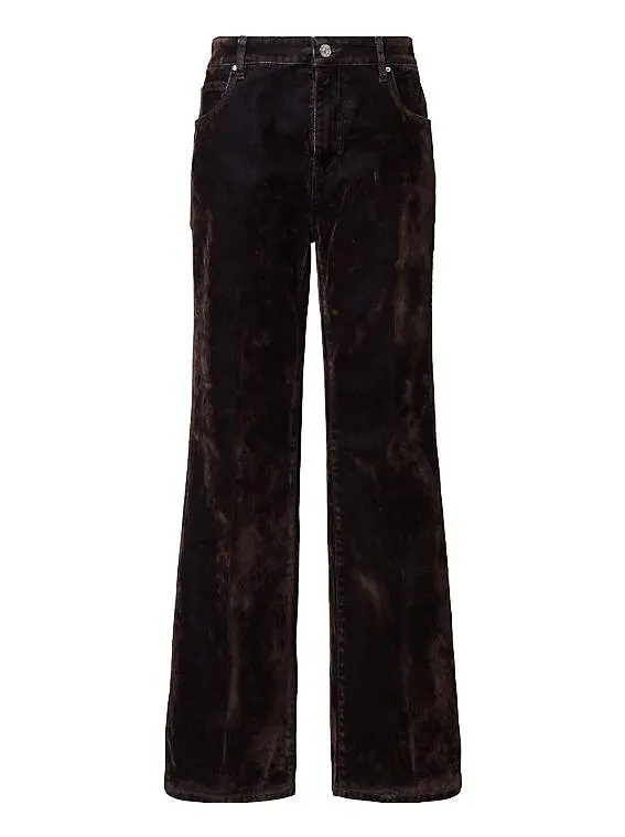 Amiri Flared-leg Flocked Denim Jeans - Husk