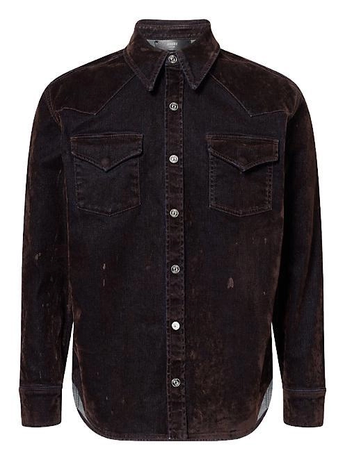 Amiri Flock Long-sleeve Denim Shirt - Husk