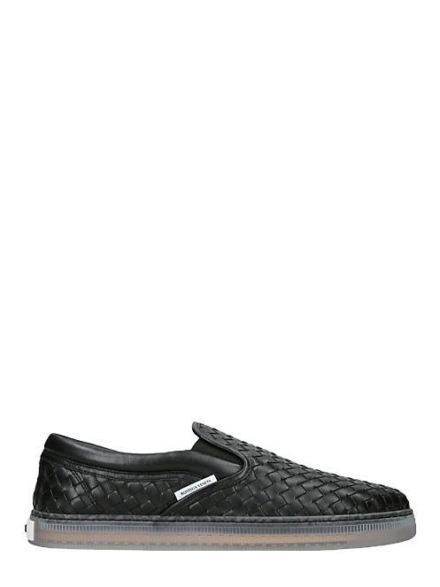 Bottega Veneta Serena Woven Leather Low Top Sneakers - Black