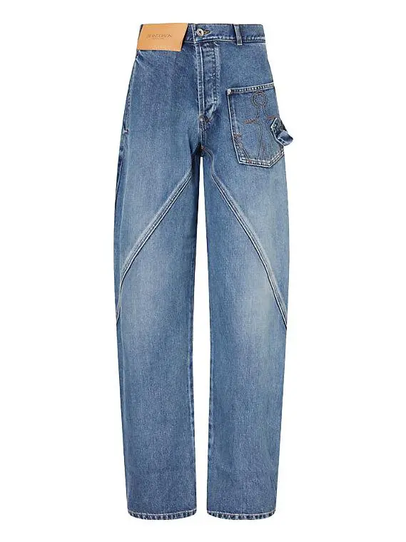 JW Anderson Twisted Workwear Cotton Denim Jeans - Mid Blue