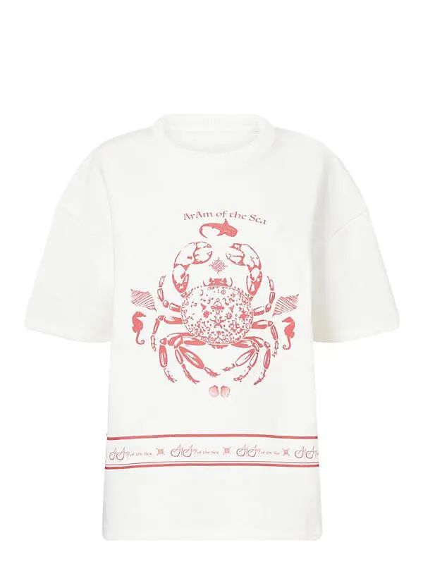 ARAM Relaxed-fit Cotton T-shirt With Brand Print - White/red