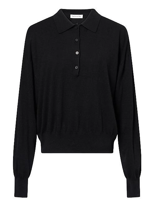 THE FRANKIE SHOP Croydon Wool-blend Polo Top - Black