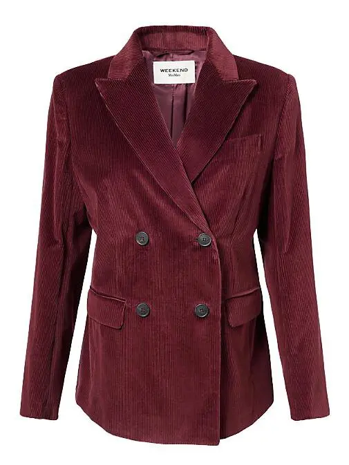 Max Mara Double-breasted Cotton-corduroy Blazer - Bordeaux
