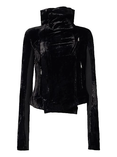 Rick Owens Biker High-neck Velvet Jacket - Black
