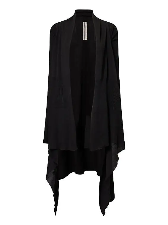Rick Owens Draped Long Wool Cardigan - Black
