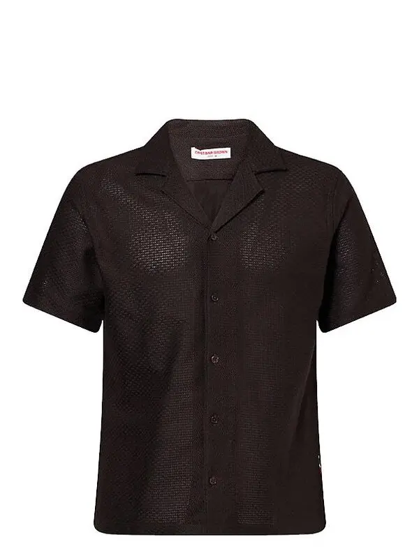 Orlebar Brown Maitan Open-weave Cotton Shirt Xxl - Espresso