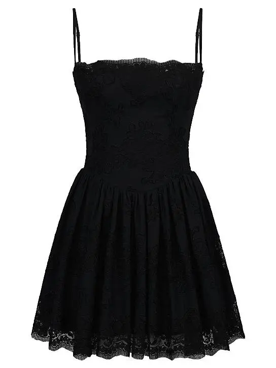 House Of Cb Chloe Broderie Anglaise Mini Sundress - Black