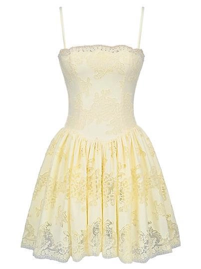 House Of Cb Chloe Broderie Anglaise Mini Sundress - Lemon