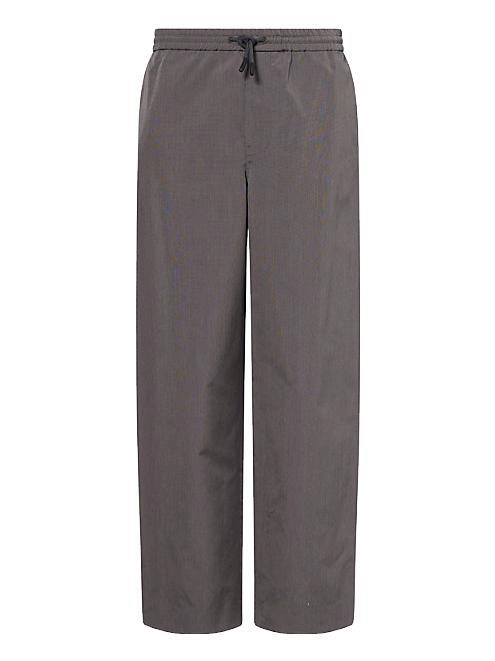 Loewe Anagram-embroidered Cotton-blend Trousers - Mudium Grey