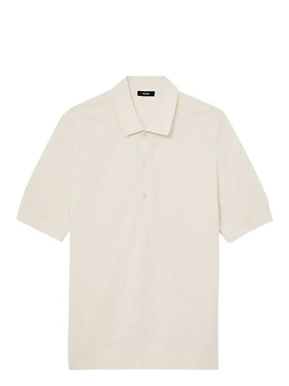 REISS Warren Short-sleeved Cotton-blend Polo Shirt - Ecru
