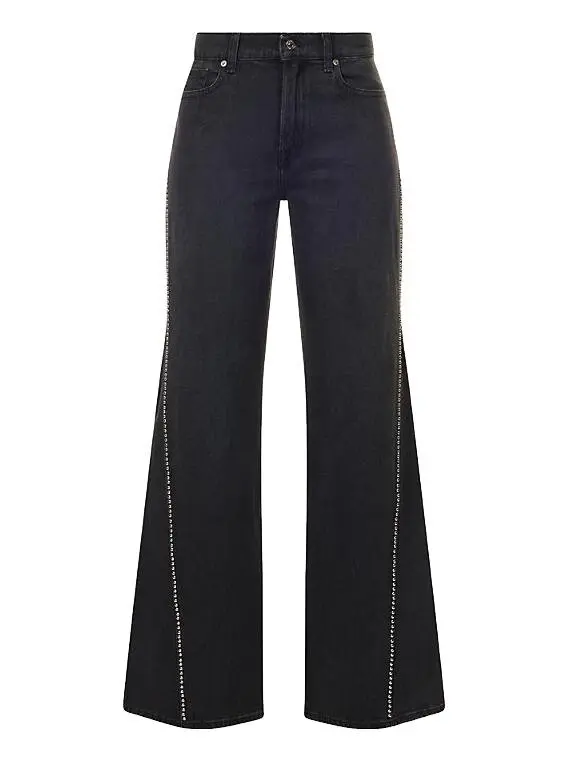 7 For All Mankind Lotta Flared Cotton Blend Jeans - Nocturne