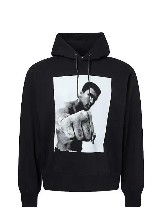 Sacai Ali Graphic-print Cotton Hoody - Black