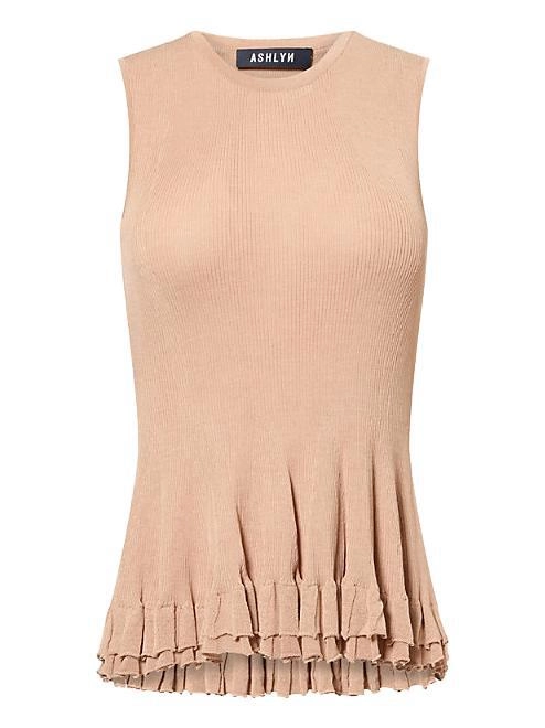 ASHLYN Greer Sheer Crew-neck Woven Top - Tan