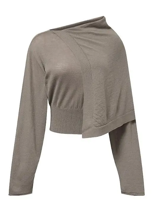 Rick Owens Draped Scarf Wool Jumper - Dust