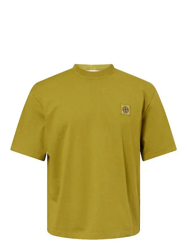 Stone Island Dyed-patch Logo Cotton T-shirt - Cactus
