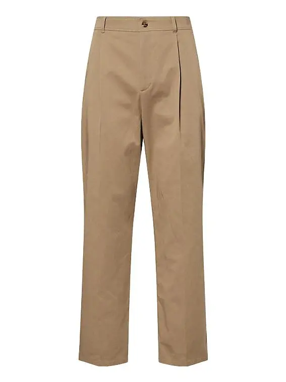 Valentino Garavani Straight-leg Single-pleat Cotton Chinos - Beige