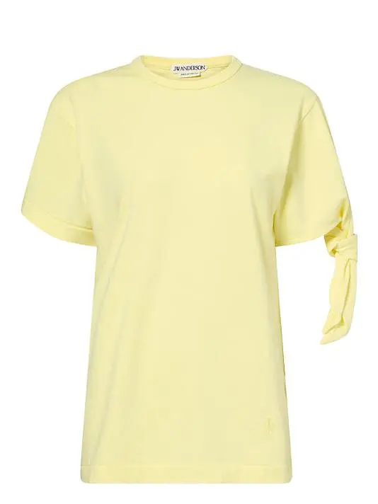 JW Anderson Sleeve Knot Brand-logo Cotton T-shirt - Yellow