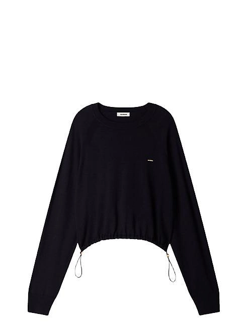 Sandro Branded Wool-blend Sweatshirt - Navy Blue