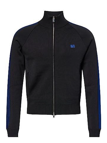 WALES BONNER Crochet-stripe Zip-up Knitted Track Top - Navy