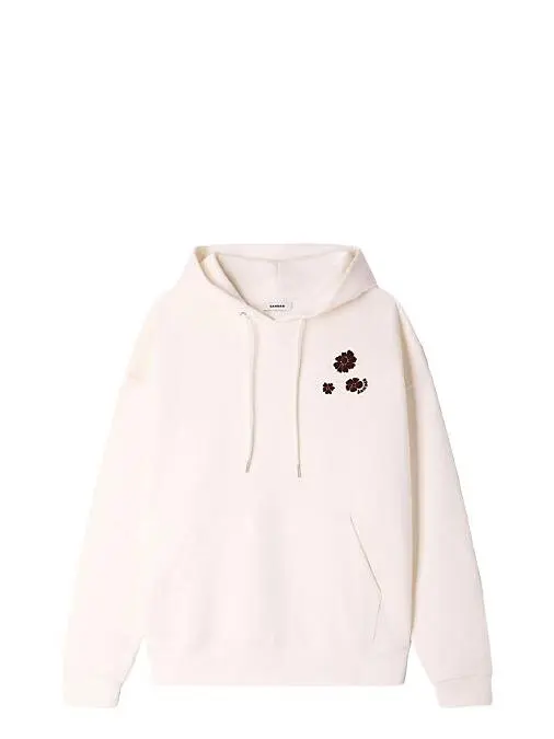 Sandro Floral-print Relaxed-fit Cotton Hoody - Ecru