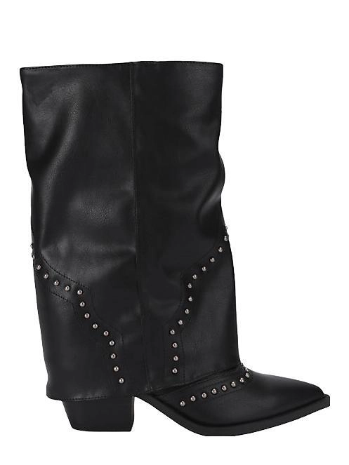 Steve Madden Western Knee-high Leather Boots With Stud Detailing - Black