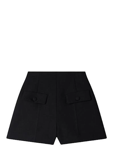 Sandro Patch-pocket High-rise Wool Shorts - Black