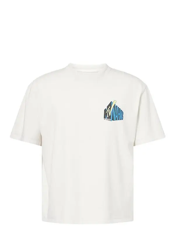 NAHMIAS Tv Logo-print Boxy Cotton T-shirt - White