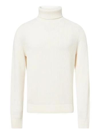 Gant Rib-knit Turtleneck Cotton And Merino-wool Turtleneck - Cream