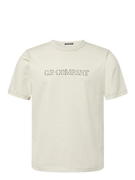 C.P. COMPANY Brand-embroidered Cotton T-shirt - Silver Birch