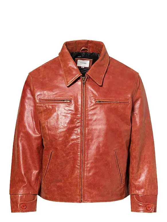 FOUND Marlboro Racer Leather Jacket - Faded Red