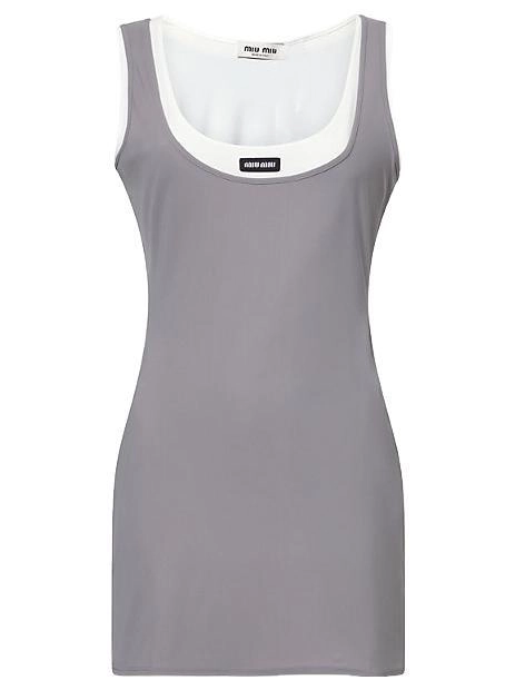 Miu Miu Layered Jersey Mini Dress - Bleu